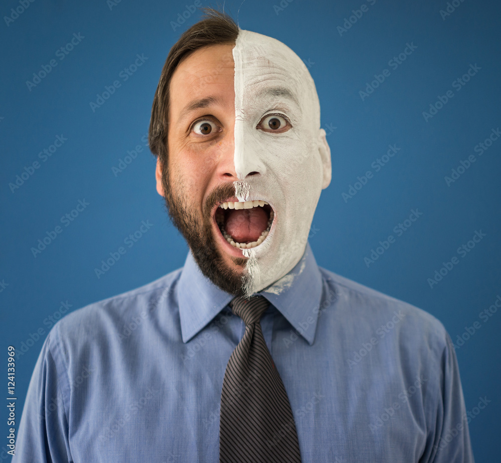 Conceptual two sides face portait photo of a businessman Stock Photo ...