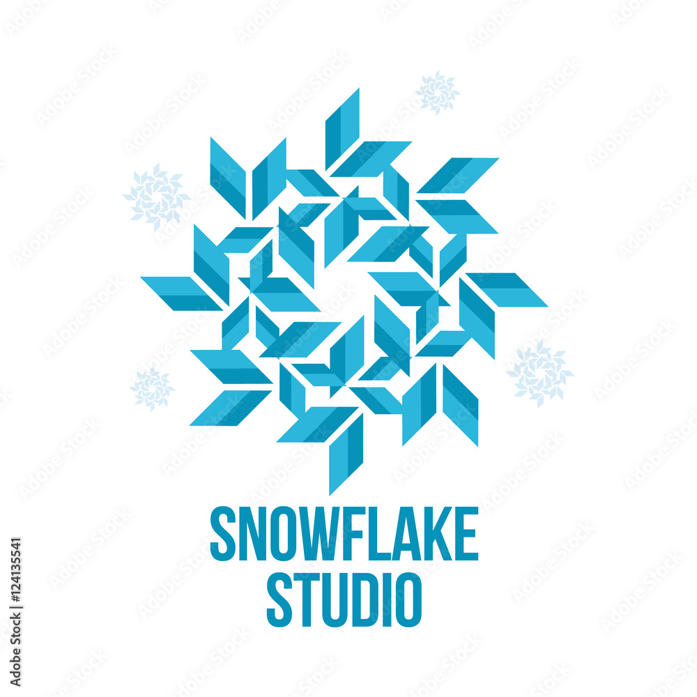 blue and white snowflake vector logo templates isolated on white ...