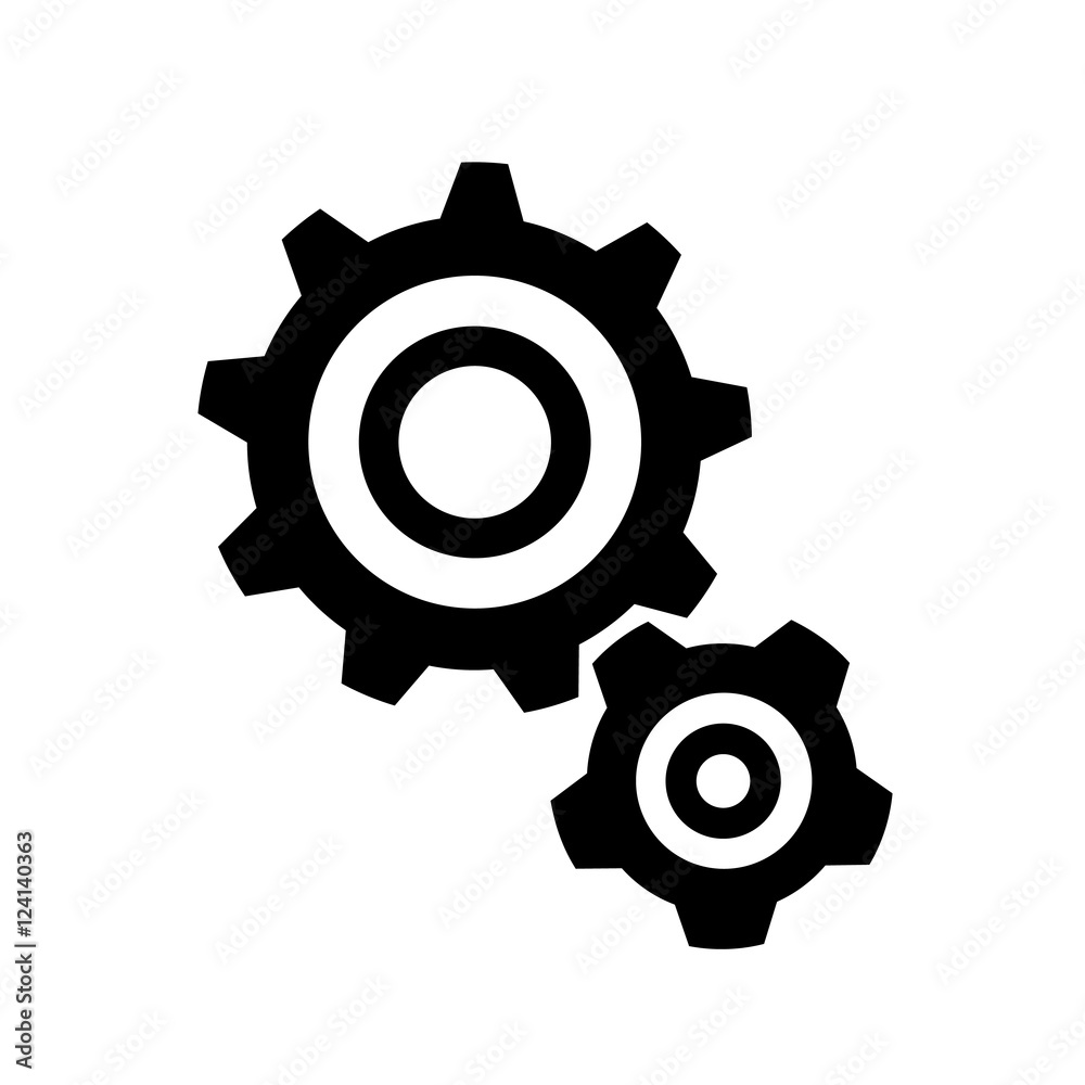 Cogs Gears Silhouette Icon. A vector silhouette icon of 2 cogs. Stock ...