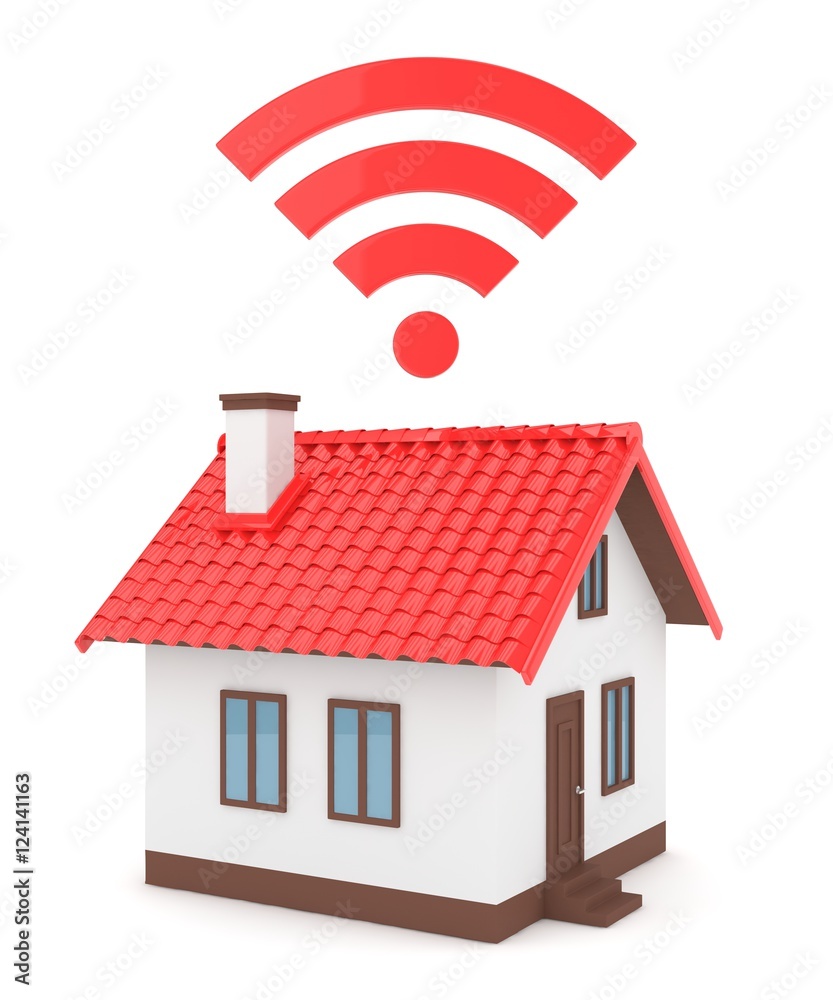 Wifi house on white background. Wireless technology. Internet, phone ...