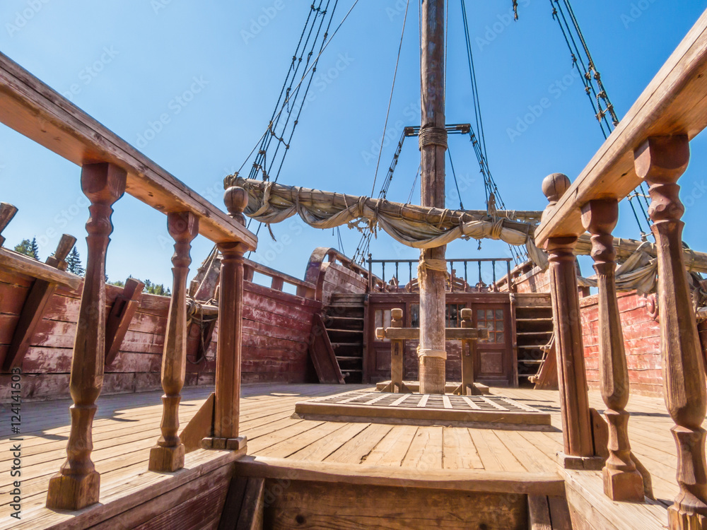 Deck of a shipwrecked forgotten sailing ship Stock Photo | Adobe Stock
