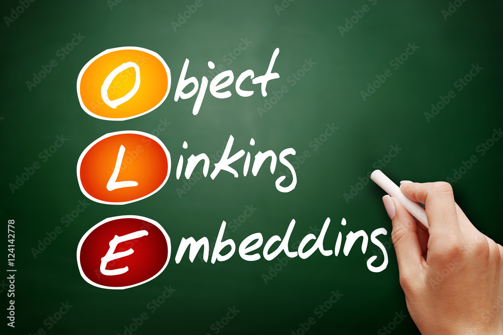 Hand Drawn Ole Object Linking And Embedding Concept On Blackboard