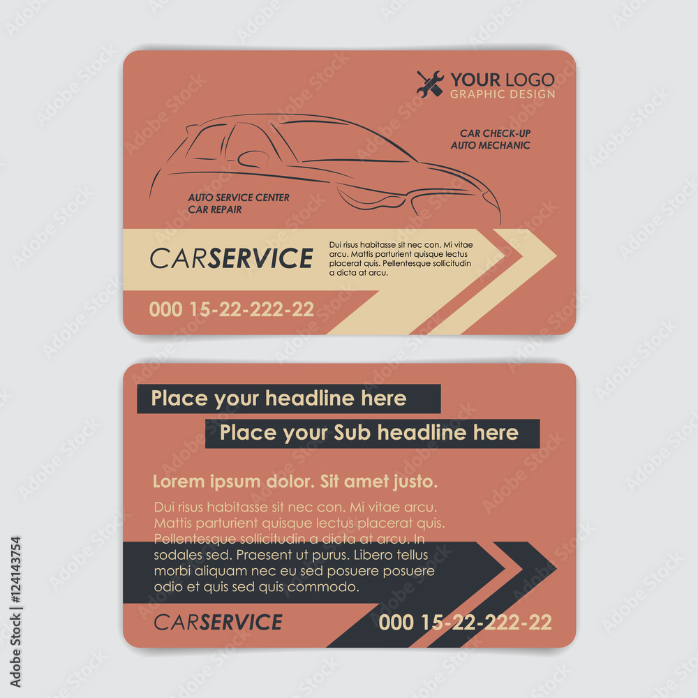 A5, A4 set service car business card templates. Auto repair Leaflet ...