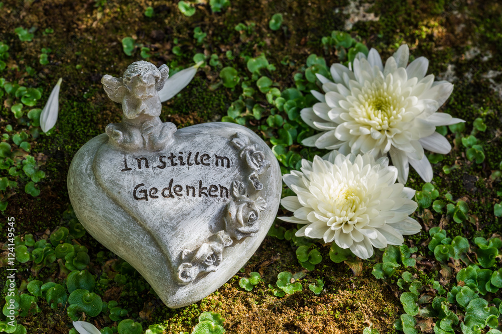 Trauer Text Abschied Tod Gedenken Erinnerung Grab Herz Engel Stock ...