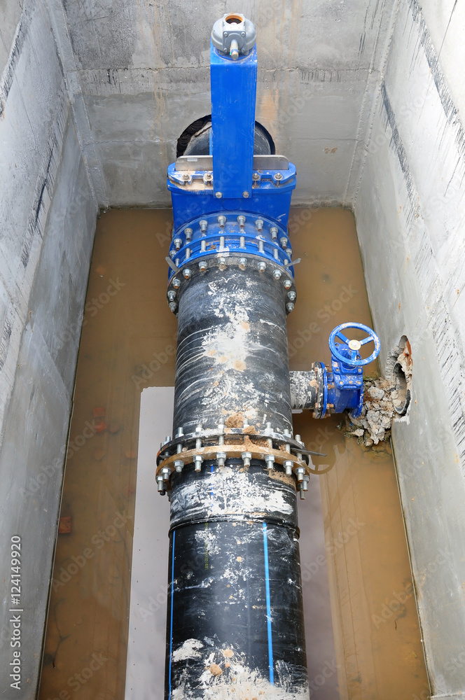 The construction process of node to connect cold water supply. The ...