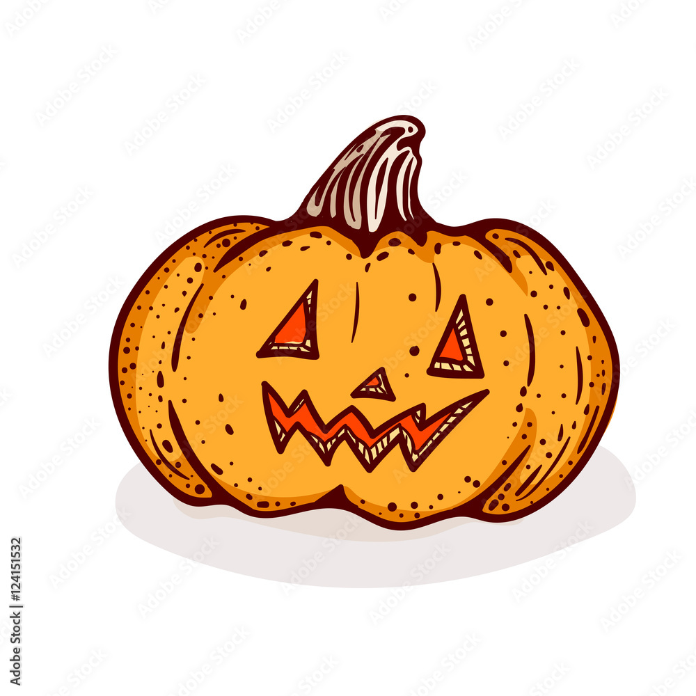 Halloween pumpkin clip-art, isolated on white. Hand drawn sketchy icon ...