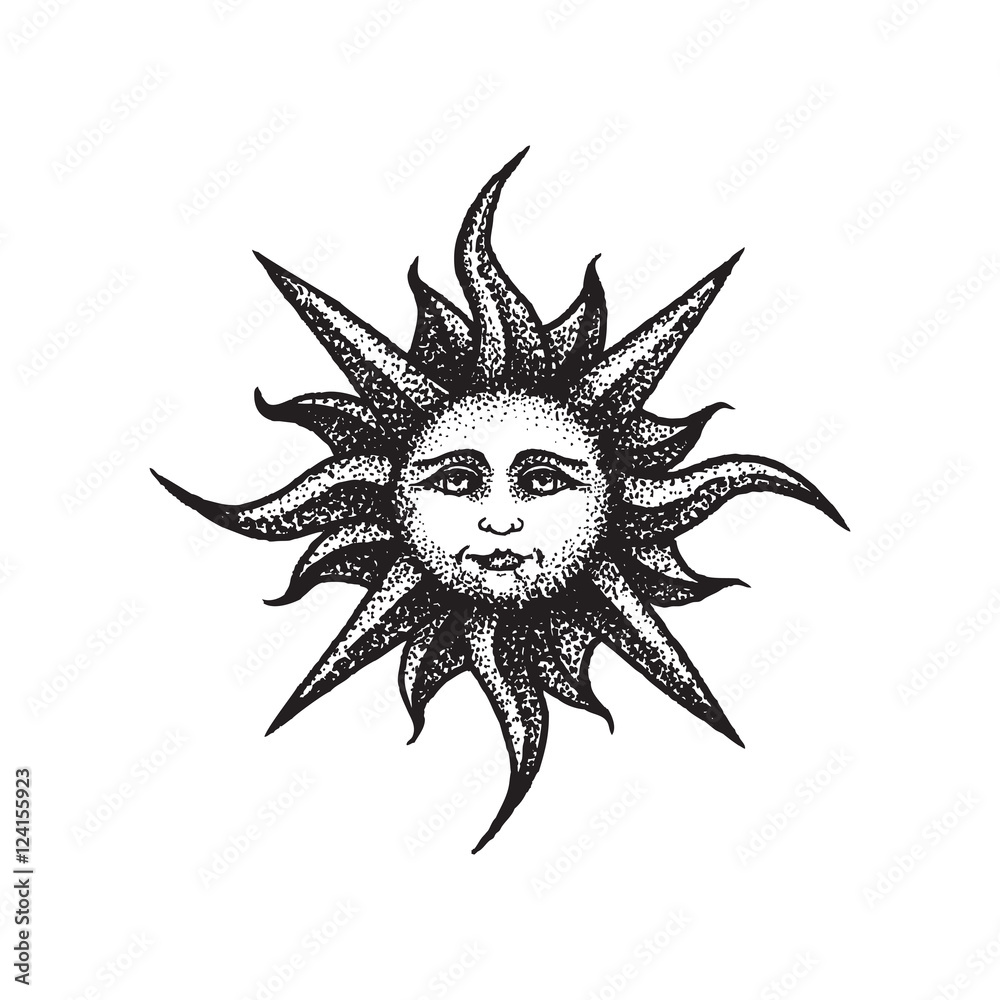 vector hand drawn sun illustration. Stock Vector | Adobe Stock