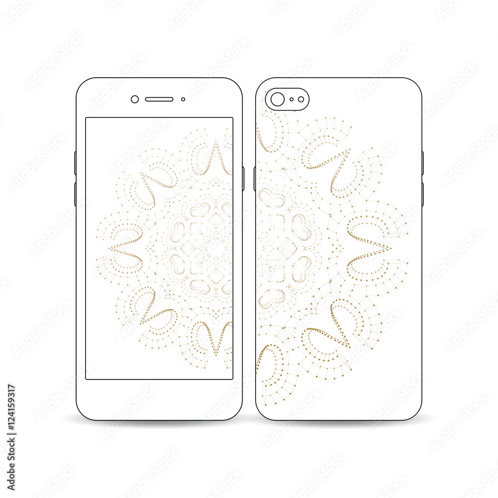 Mobile smartphone with an example of the screen, cover design isolated ...