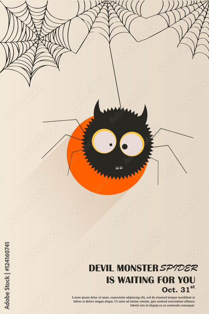 Devil spider poster card design ready, Invitation to Helluin, Halloween ...