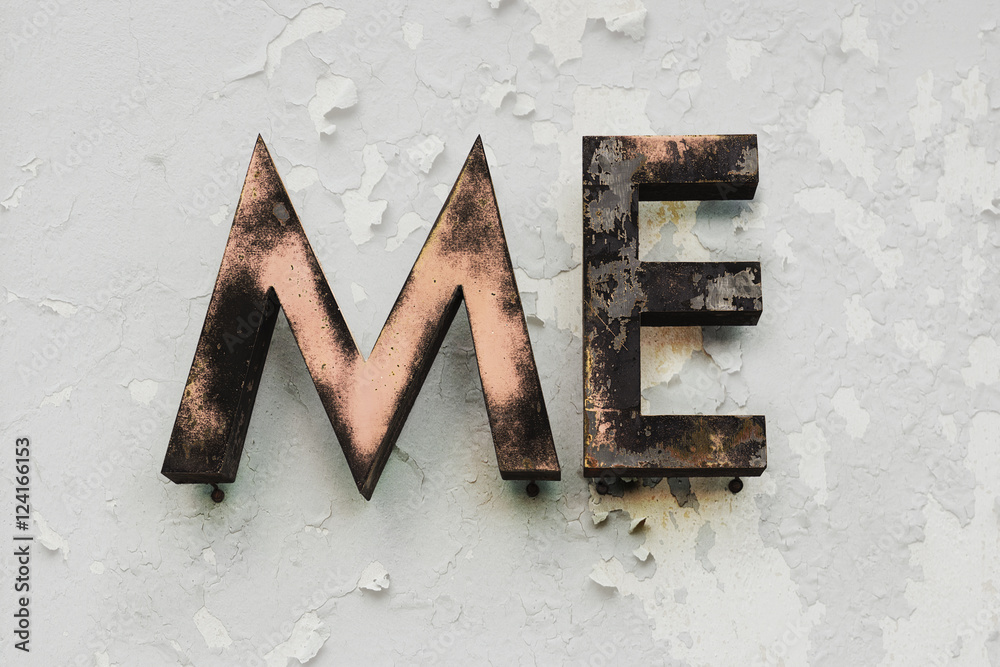 The word ME in decaying rusty letters Stock Photo | Adobe Stock