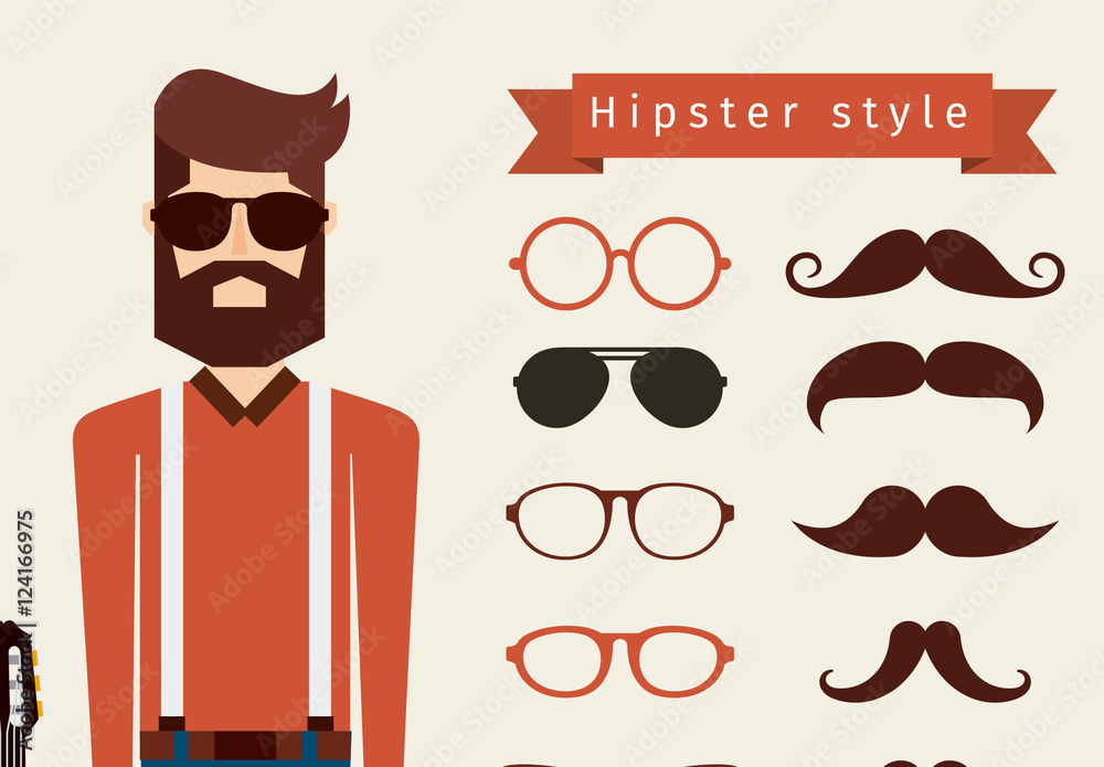 Hipster Style Fashion Accessories and Icons Set Stock Template | Adobe ...