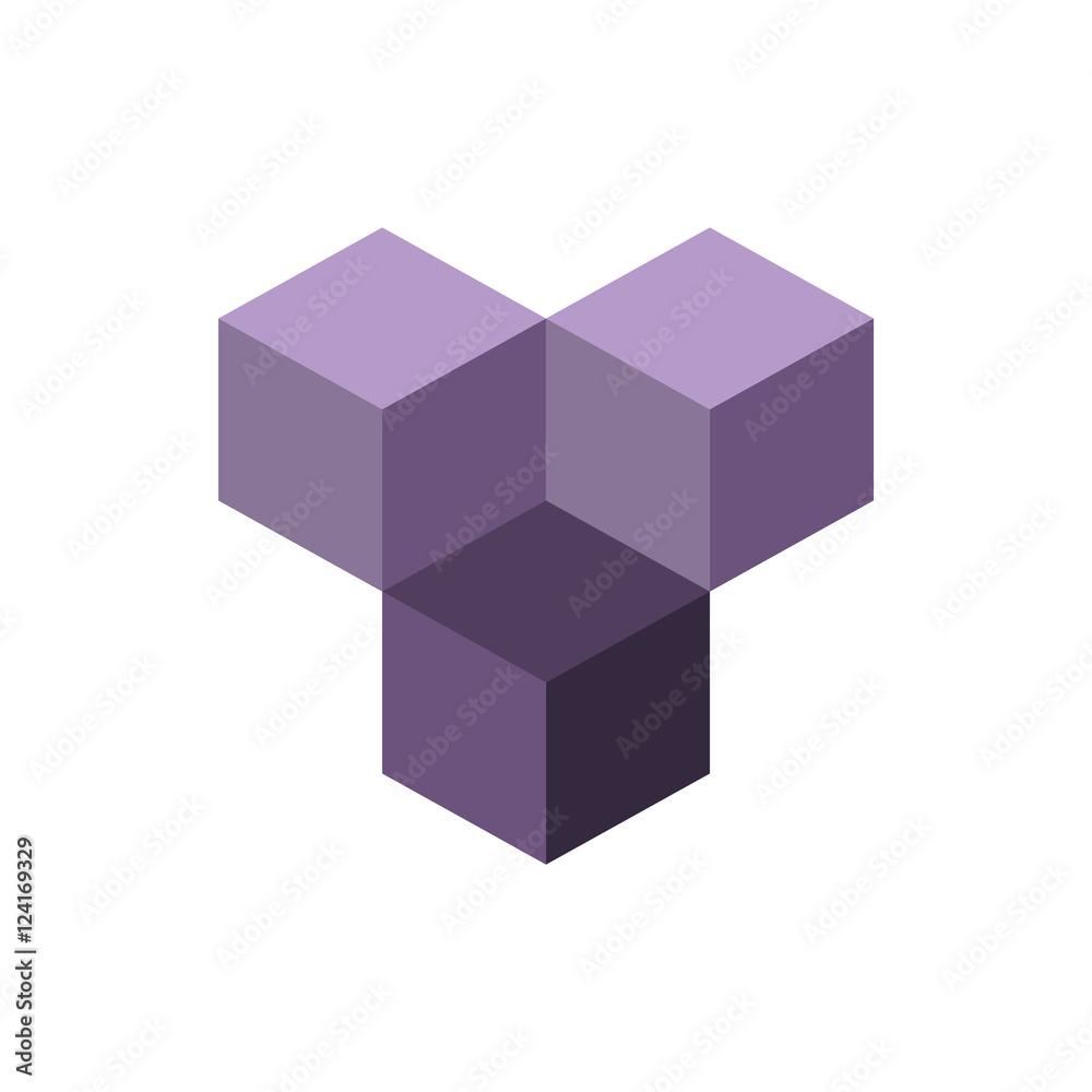 Cube isometric logo concept, 3d vector illustration. Flat design style ...