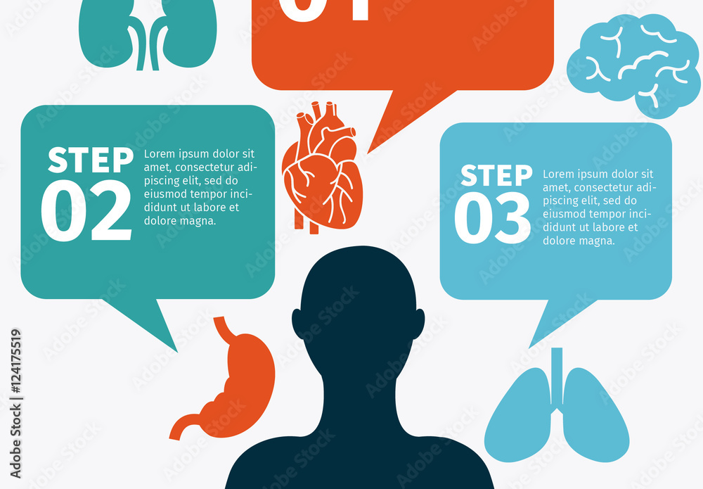 Colorful Human Body Medical Infographic Diagram Template Stock Template ...