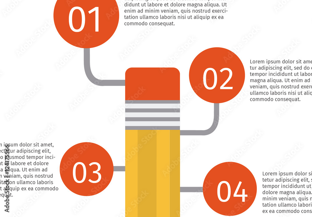 Pencil Element 6 Tab Infographic Stock Template | Adobe Stock