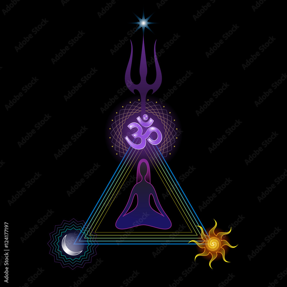 sacred symbols of traditional yoga, logo, in the style of trance and ...