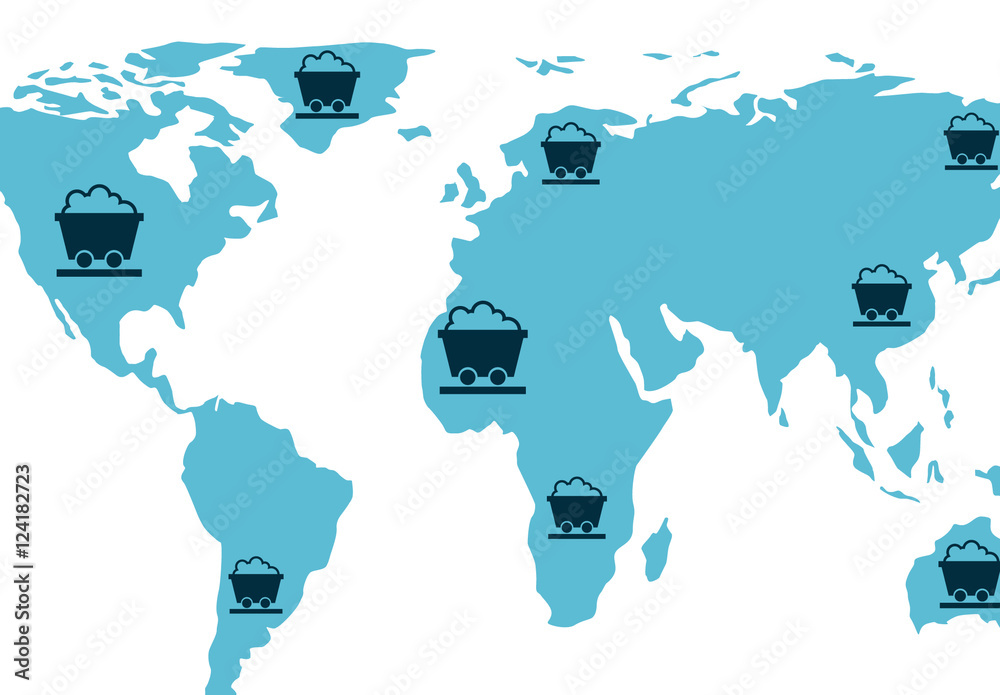 Blue Mining Data Infographic World Map Design Stock Template | Adobe Stock