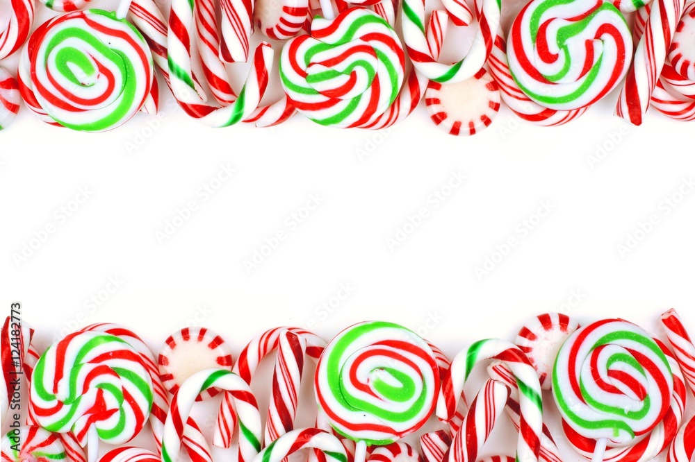 Christmas candy double border with lollipops, peppermints and candy ...
