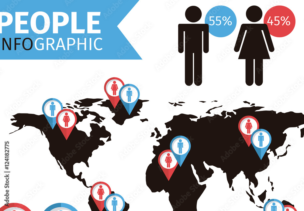 Blue and Red Global Demographics Infographic Template Stock Template ...