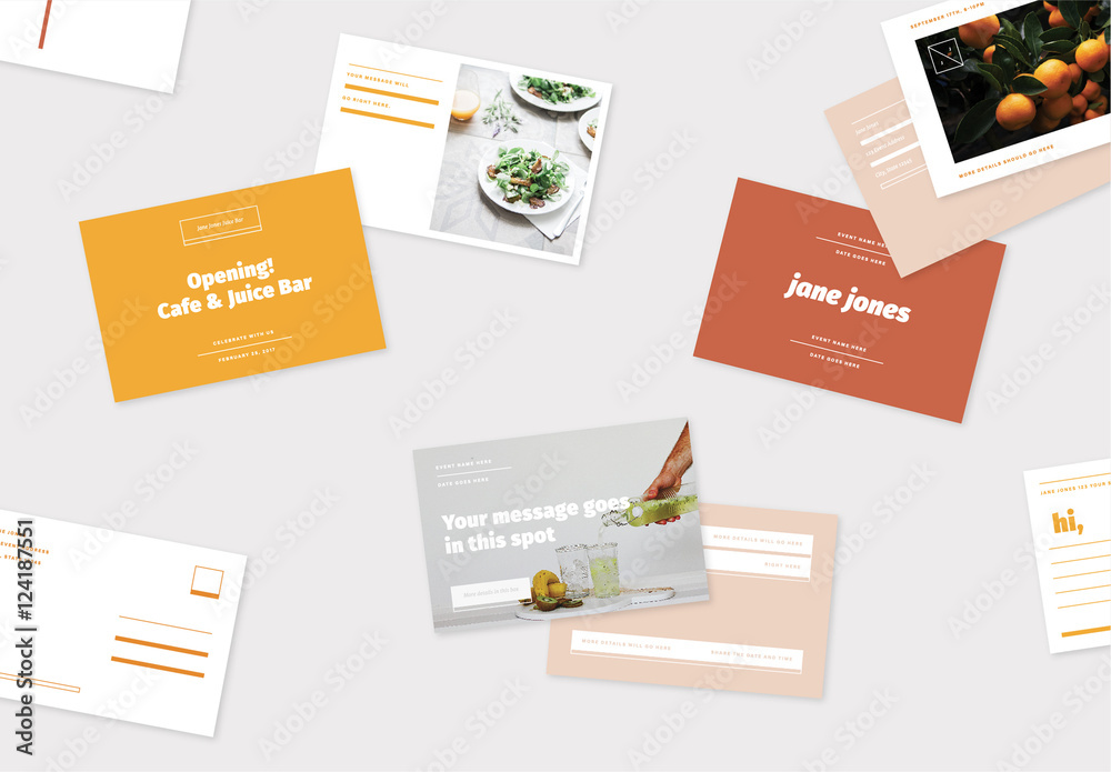 Lively Postcard Set Stock Template | Adobe Stock