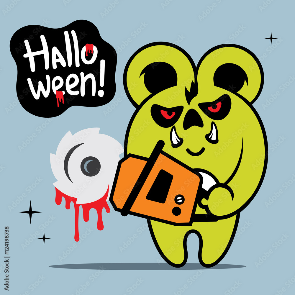 Vector Halloween Crazy Bear Cartoon Illustration. Stock Vector | Adobe ...