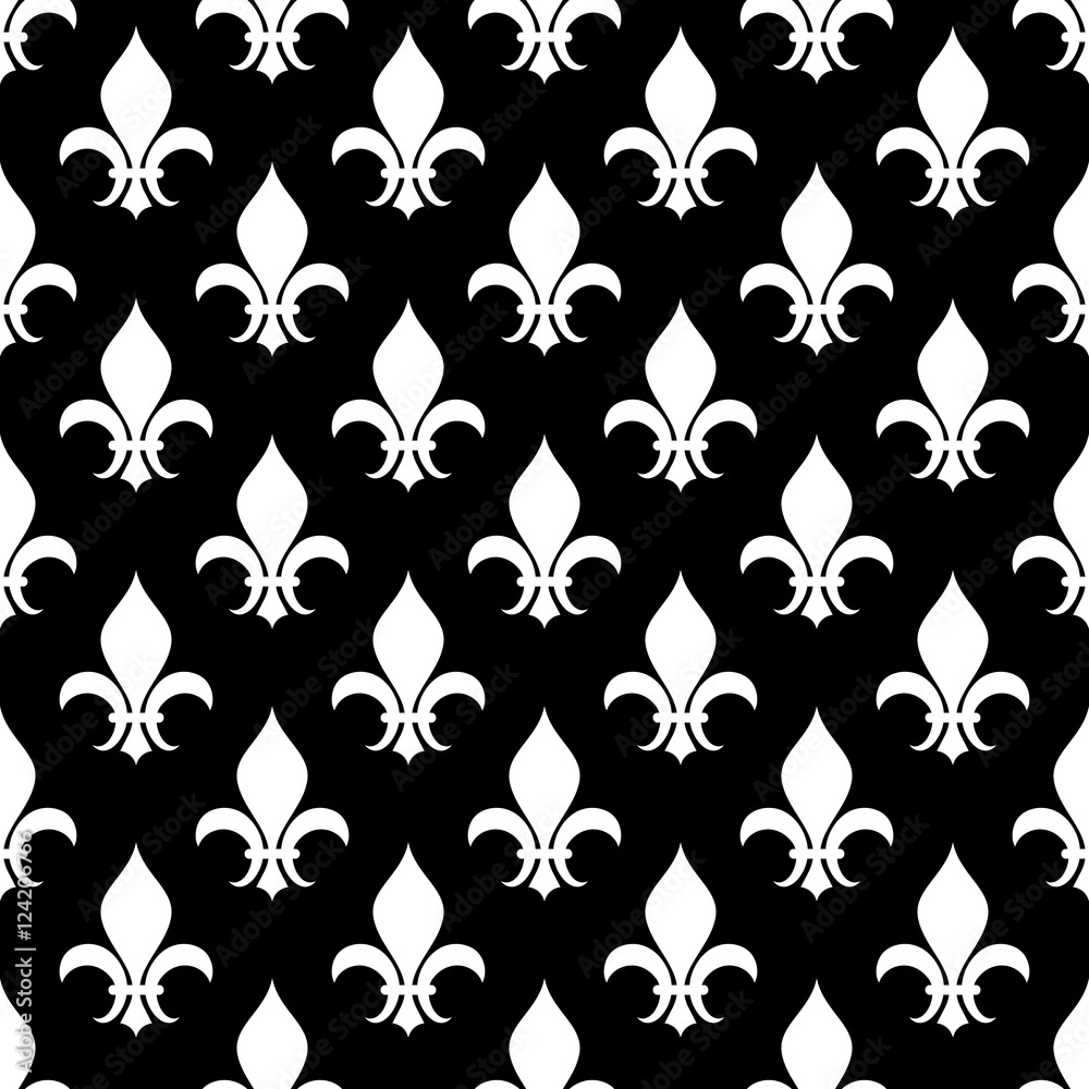 Vector fleur de lis seamless pattern in black and white Stock Vector ...