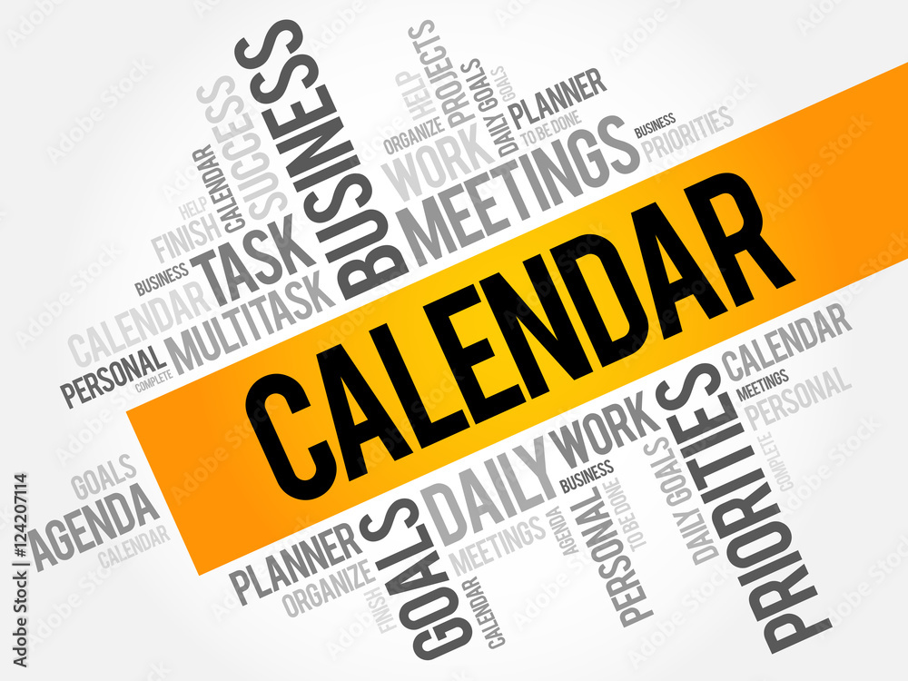 Calendar word cloud collage, business concept background Stock Vector ...