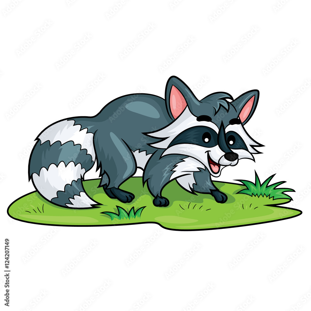 Raccoon Cartoon Illustration of cute cartoon raccoon. Stock Vector ...