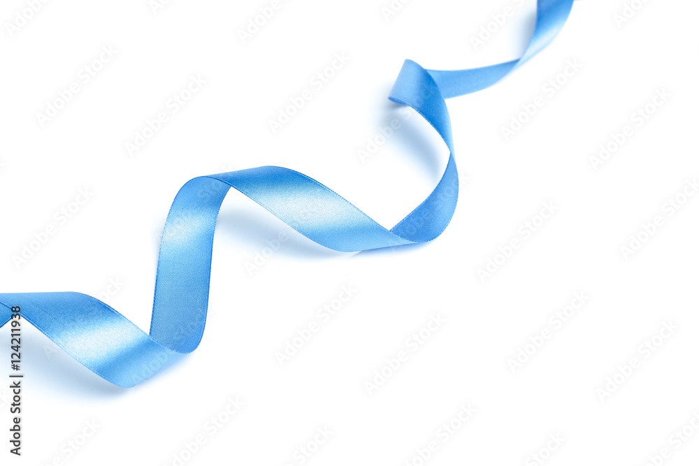 Shiny blue ribbon isolated on white Stock Photo | Adobe Stock