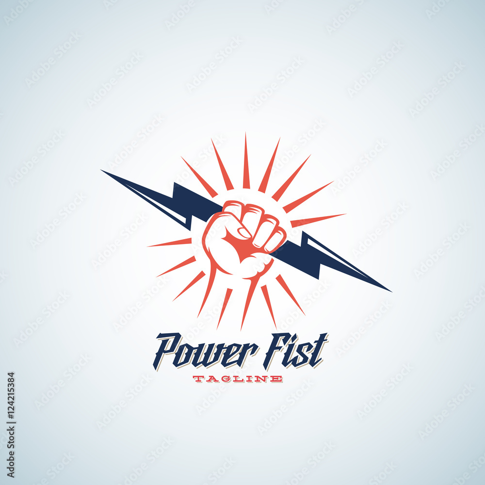 Power Fist Abstract Vector Emblem, Symbol or Logo Template. Hand ...