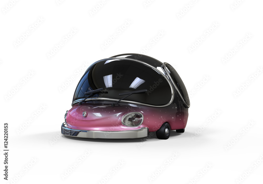 3D illustration of ultra modern future car in cartoon style, funny ...