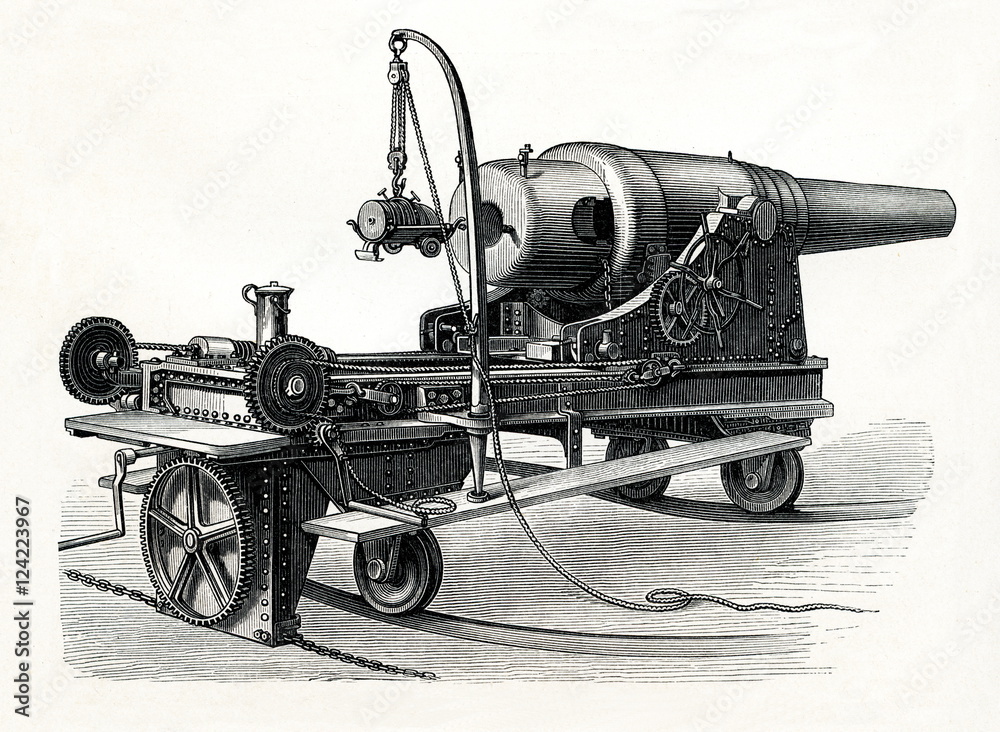 24 cm hoop gun for coastal artillery (from Meyers Lexikon, 1895, 7/440 ...
