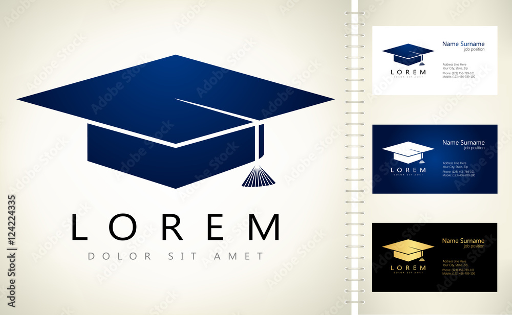 Graduation hat logo Stock Vector | Adobe Stock
