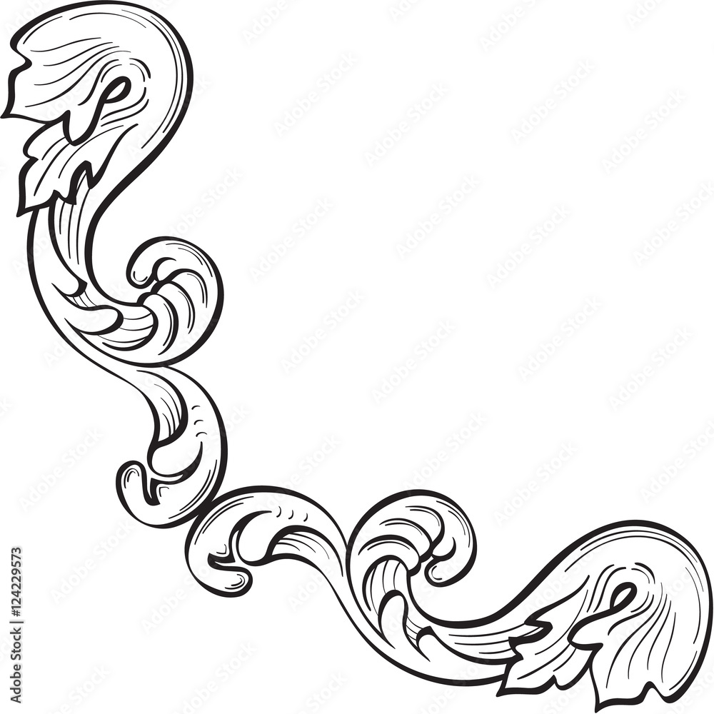 Swirl ornate corner art element Stock Vector | Adobe Stock