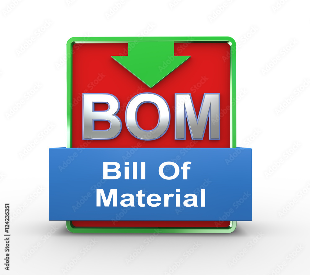 3d bom bill of material Stock Illustration | Adobe Stock