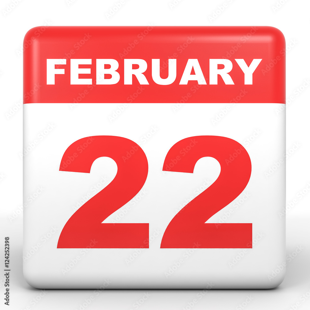 February 22. Calendar on white background. Stock Illustration | Adobe Stock