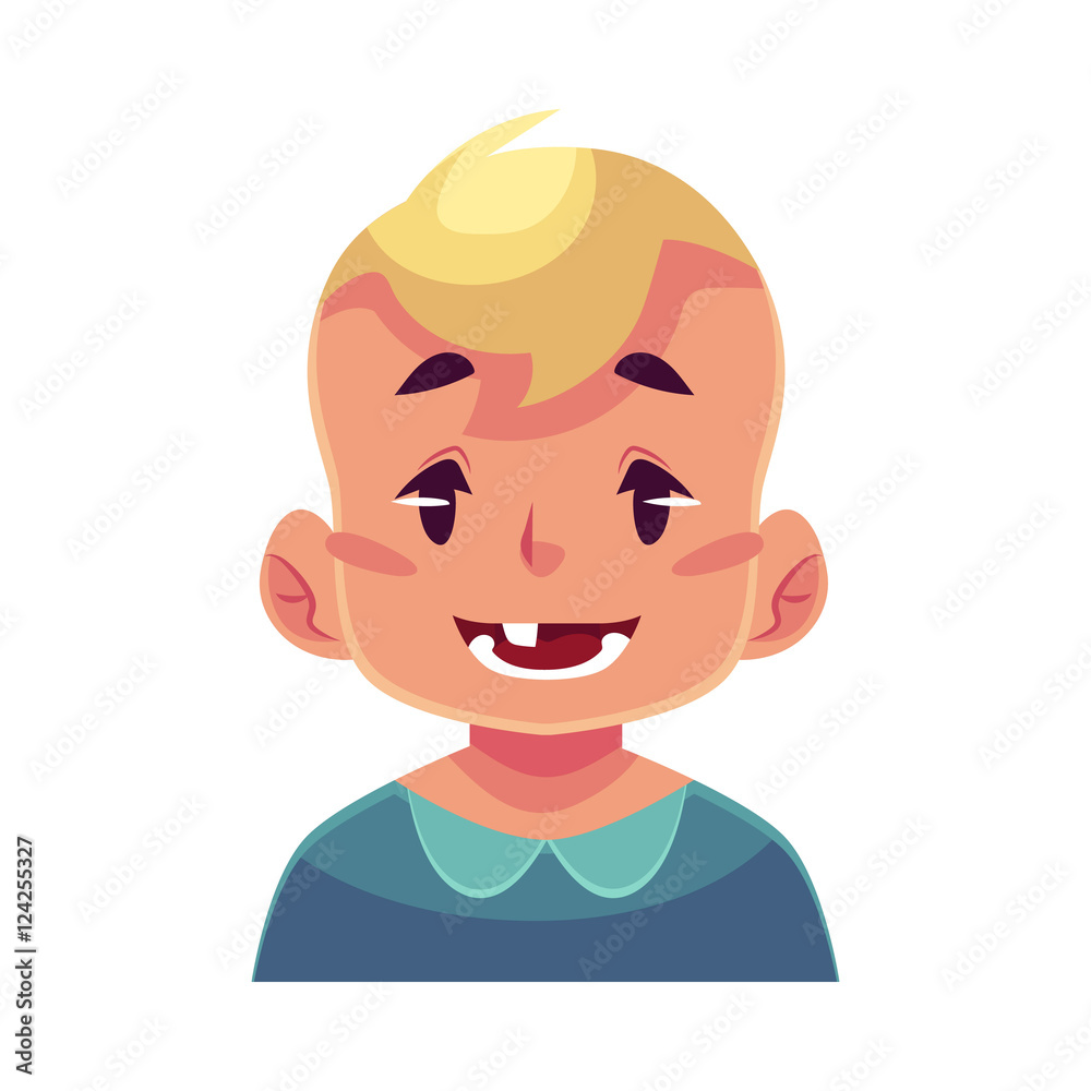 Little boy face expression, smiling facial expression, cartoon vector ...