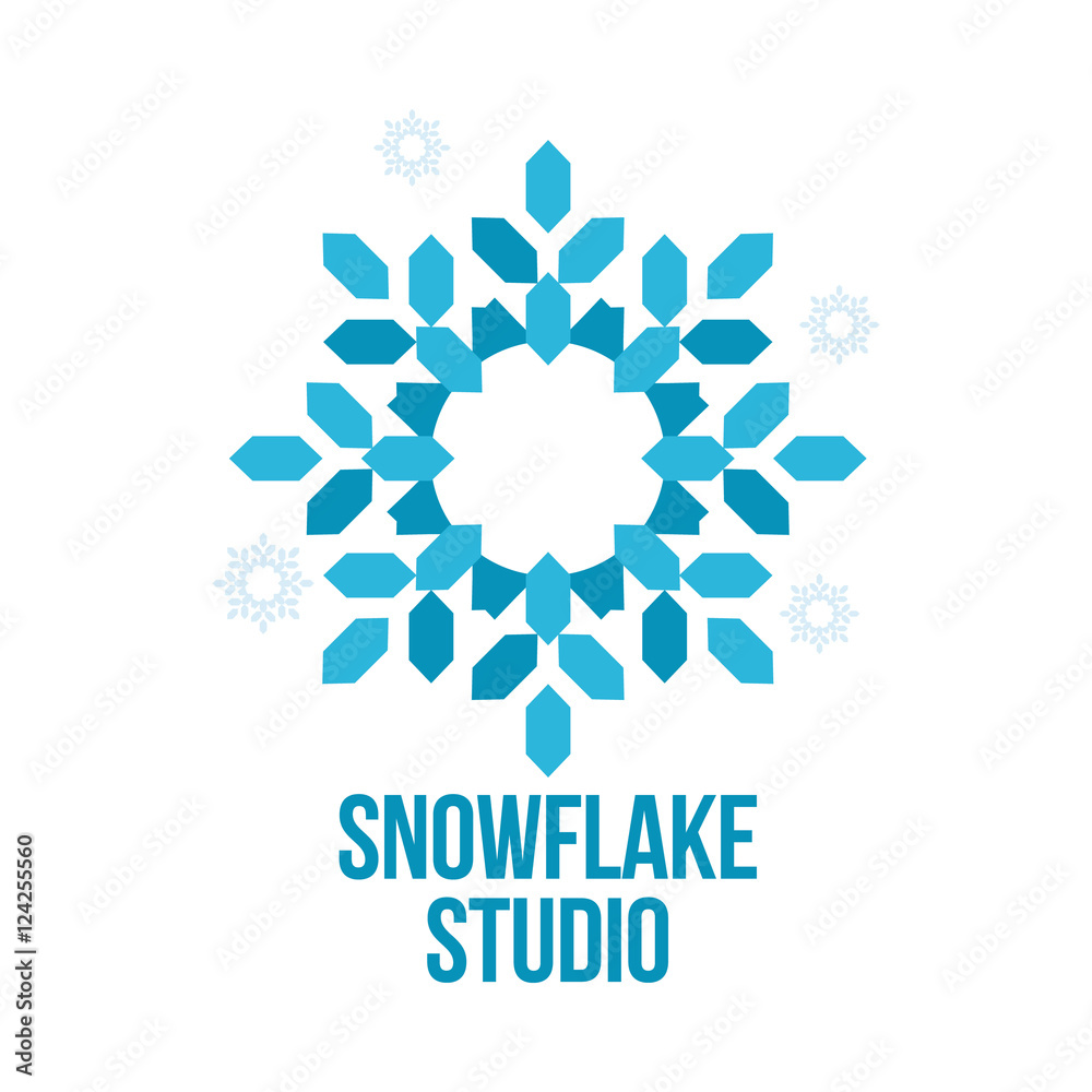 blue and white snowflake vector logo templates isolated on white ...