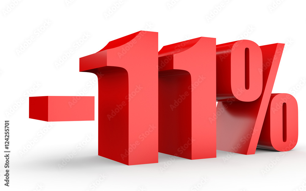 Discount 11 percent off. 3D illustration on white background. Stock ...