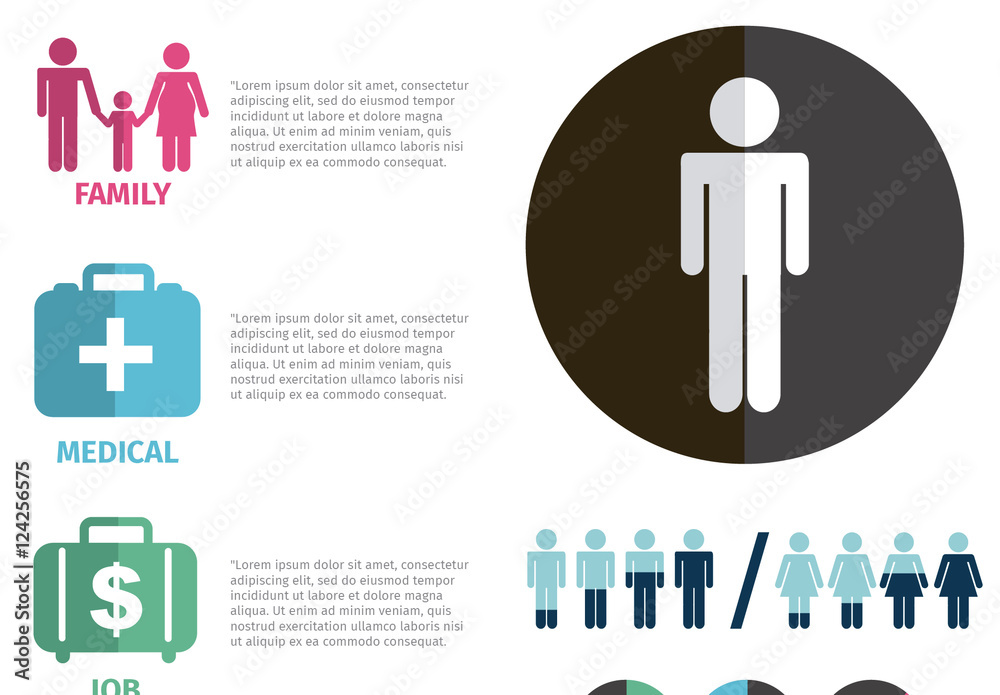 Gender-Based Data Infographic with Pictogram People and Milestone Icons ...