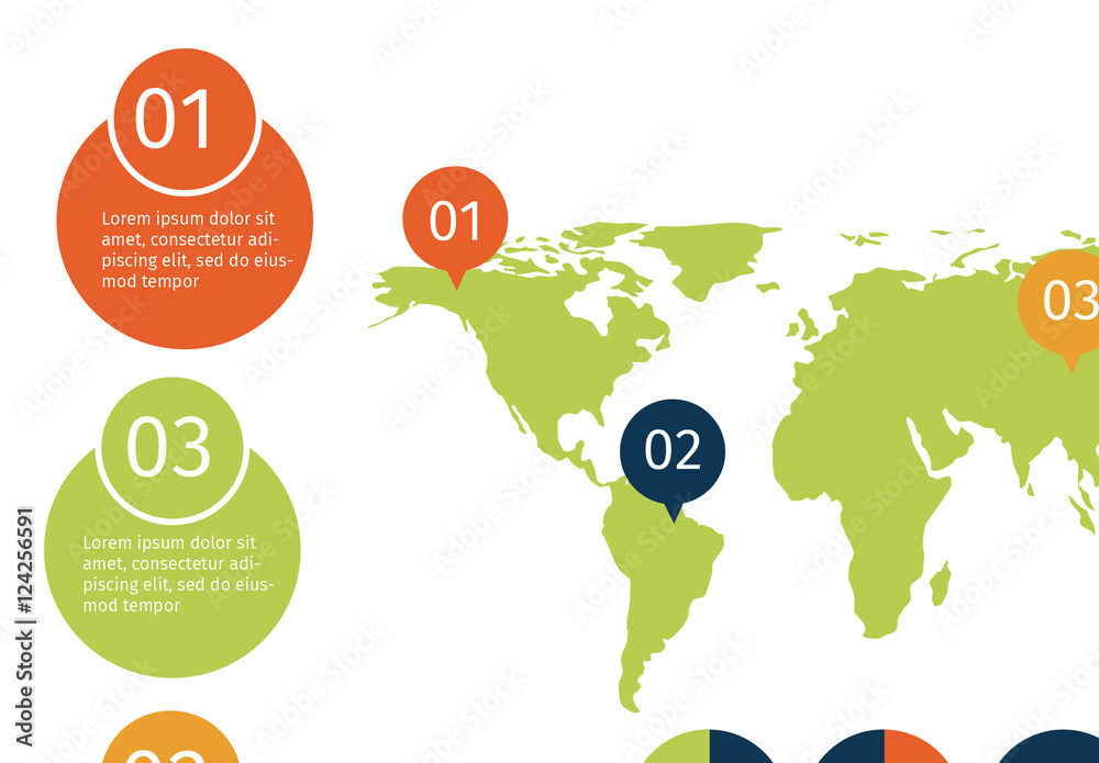 Green and Orange World Map Infographic Template Stock Template | Adobe ...