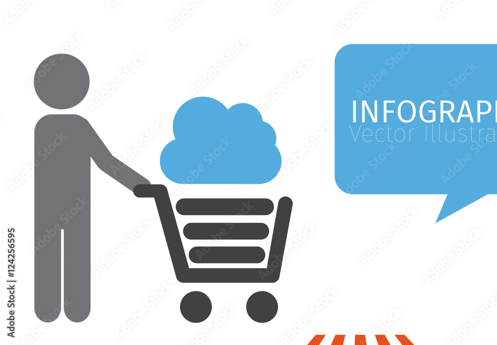 Simple E-Commerce Infographic with Pictogram Shopper Icon Stock ...