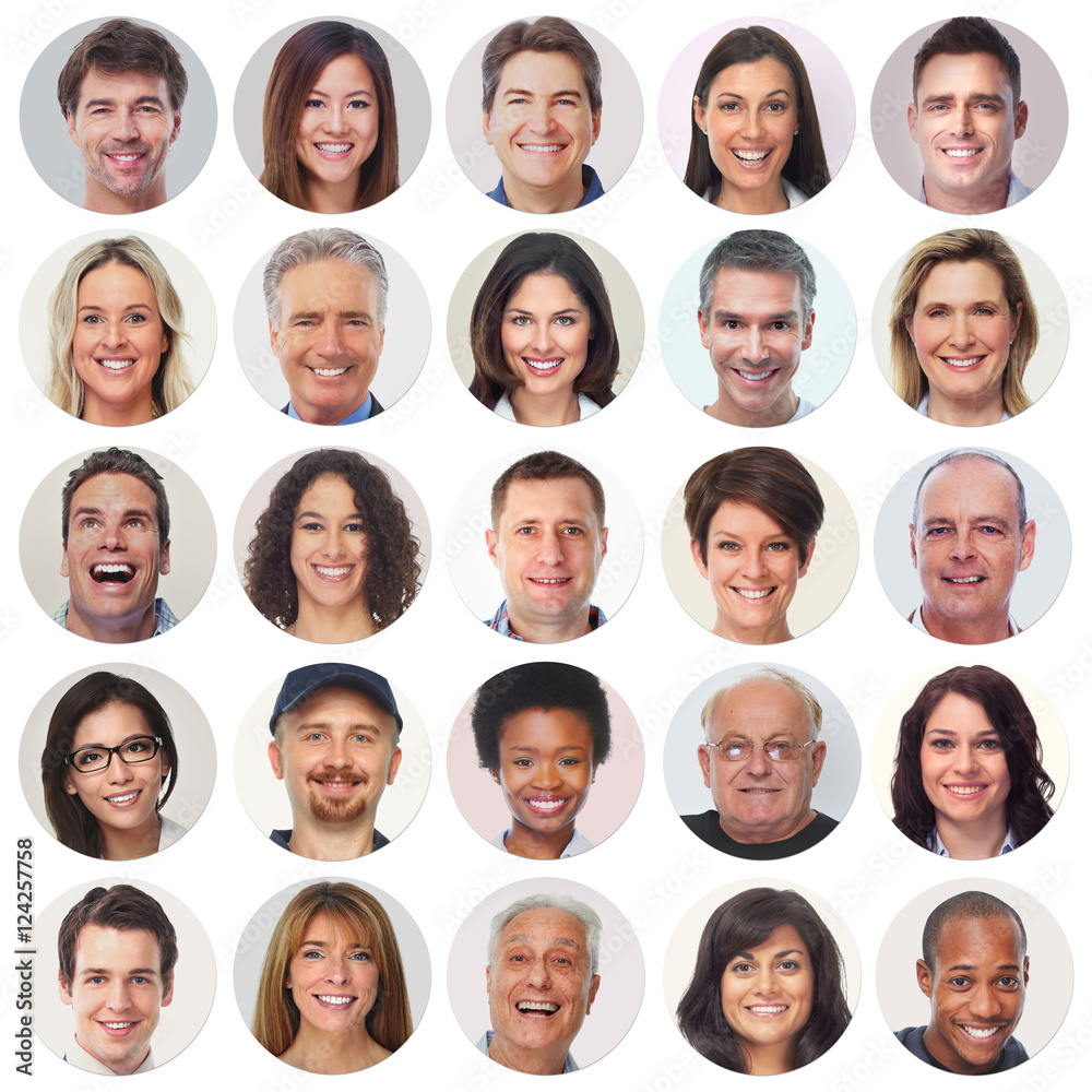 Set of people faces. Stock Photo | Adobe Stock
