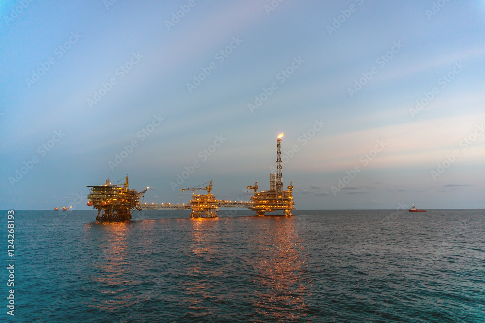 Oil and gas production platforms at offshore Terengganu, Malaysia Stock ...