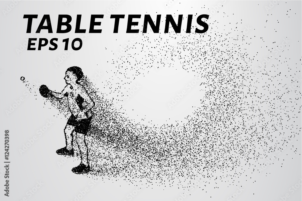 Table tennis from the particles. Table tennis of dots and circles ...