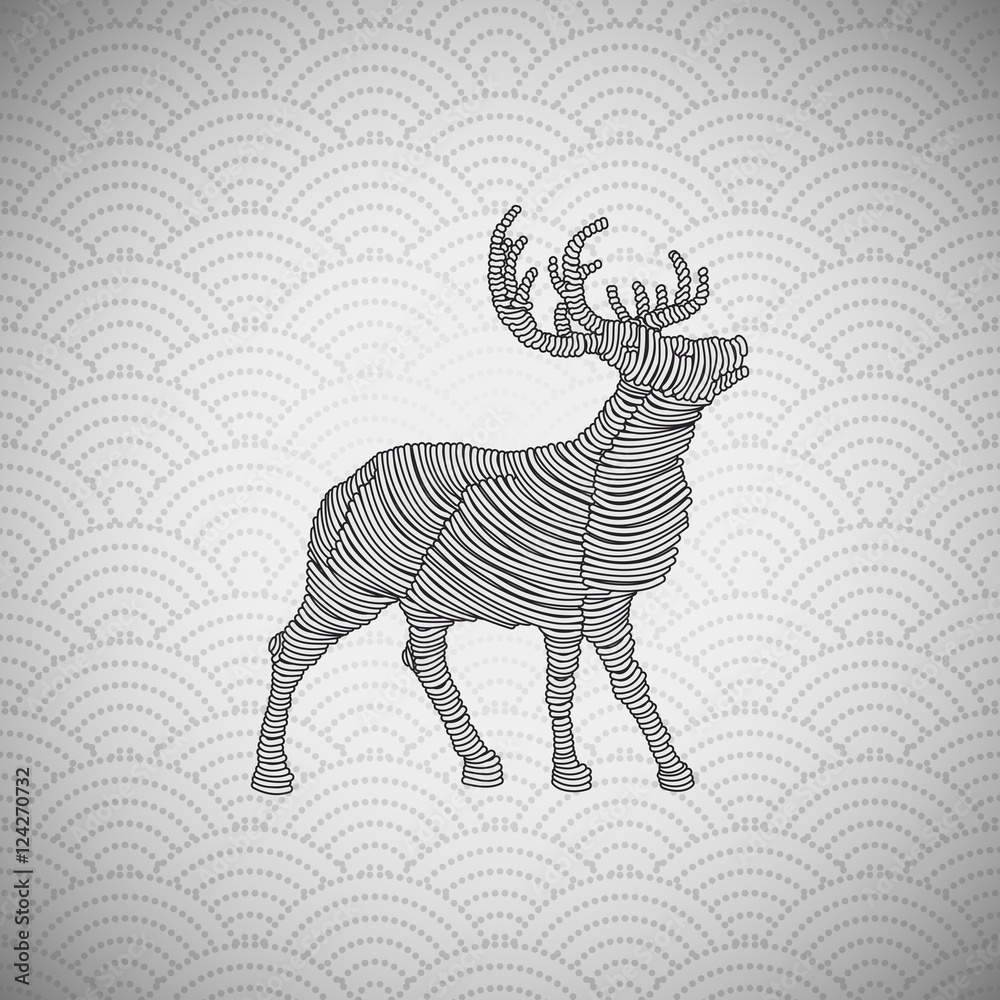 Modern vector illustration of deer made of hand drawn lines. Wavy ...