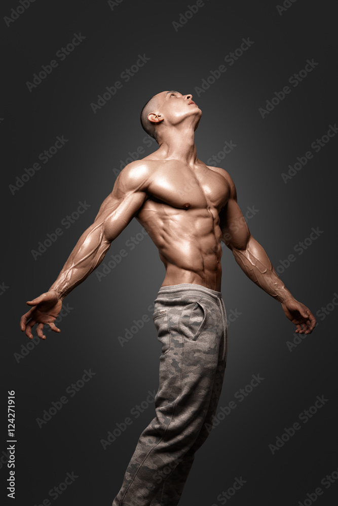 Strong Athletic Man Fitness Model Torso showing six pack abs. Stock ...