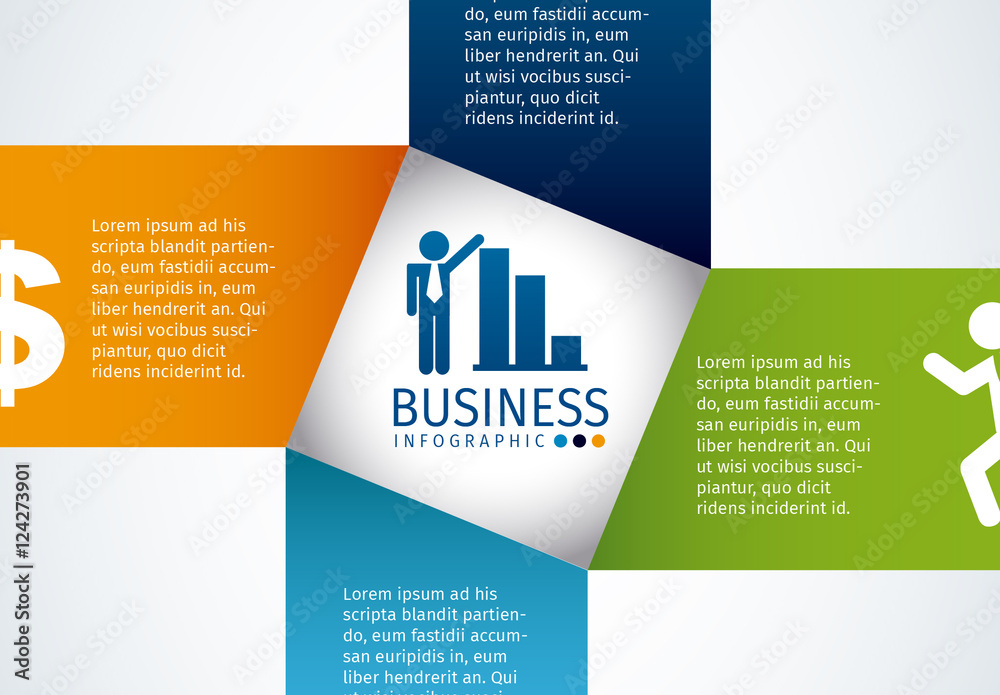 Pinwheel Tab Business and Finance Infographic with Icon Set 2 Stock ...