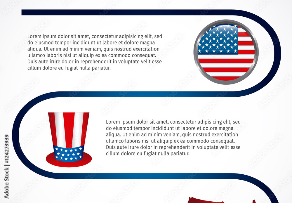 Looped Line Element United States Data Infographic with Icon Set Stock ...
