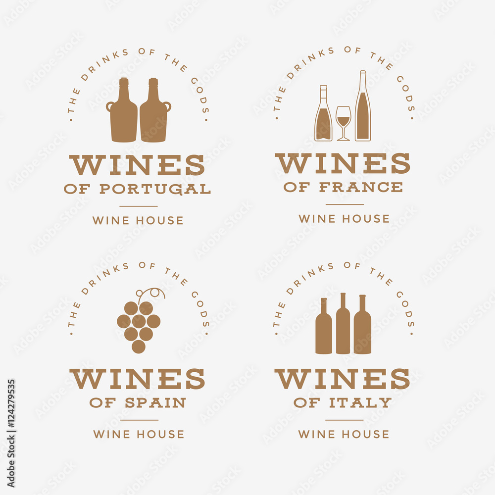 Set of wine labels. Elements for design on the wine theme. Collection ...