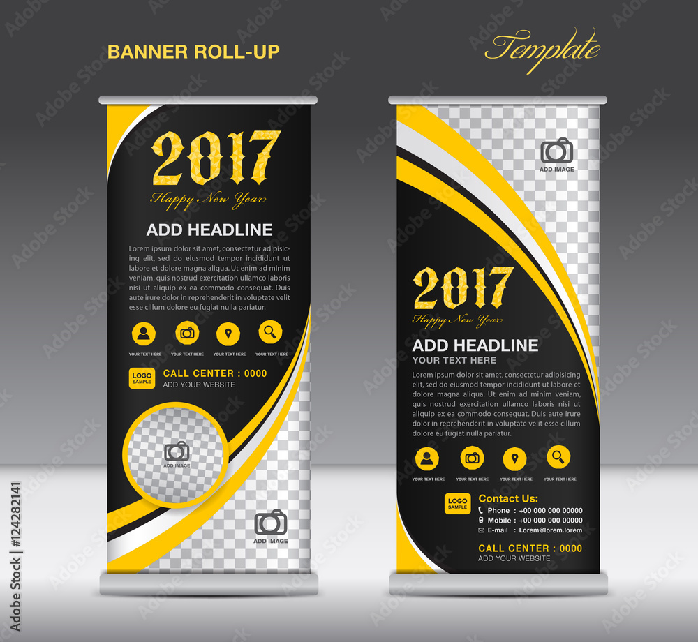 Yellow roll up banner template, banner design, stand template, d Stock ...